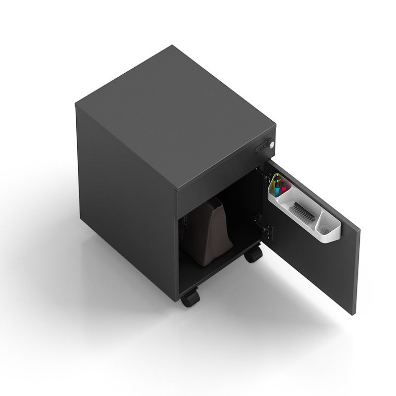 Wooden lockable one door one drawer filing cabinet – unifo