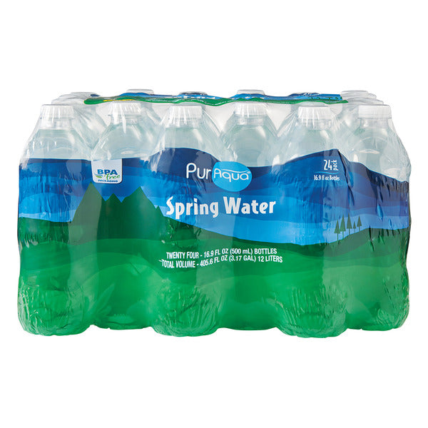 PurAqua Natural Spring Water 24 x 16.9 fl oz (Limit 1 pack per order ...